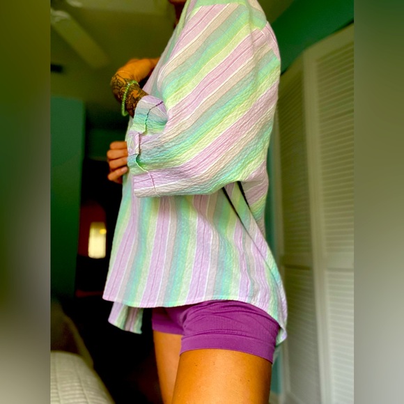 BonWorth | Tops | Vintage Pastel Rainbow Collared Shirt | Poshmark